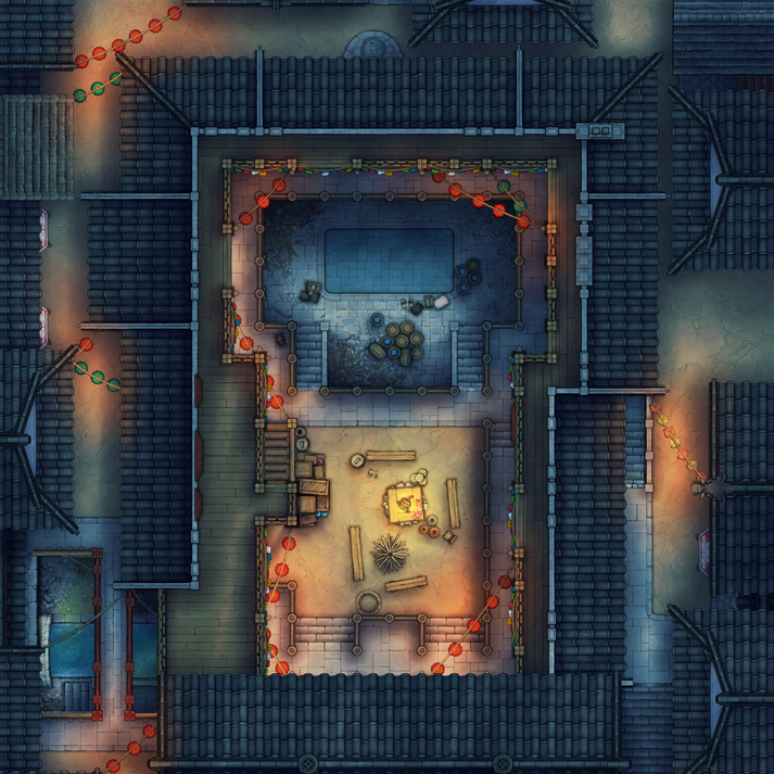 Asian City Slums Gang Hideout | D&D Battlemap | DnDungeon