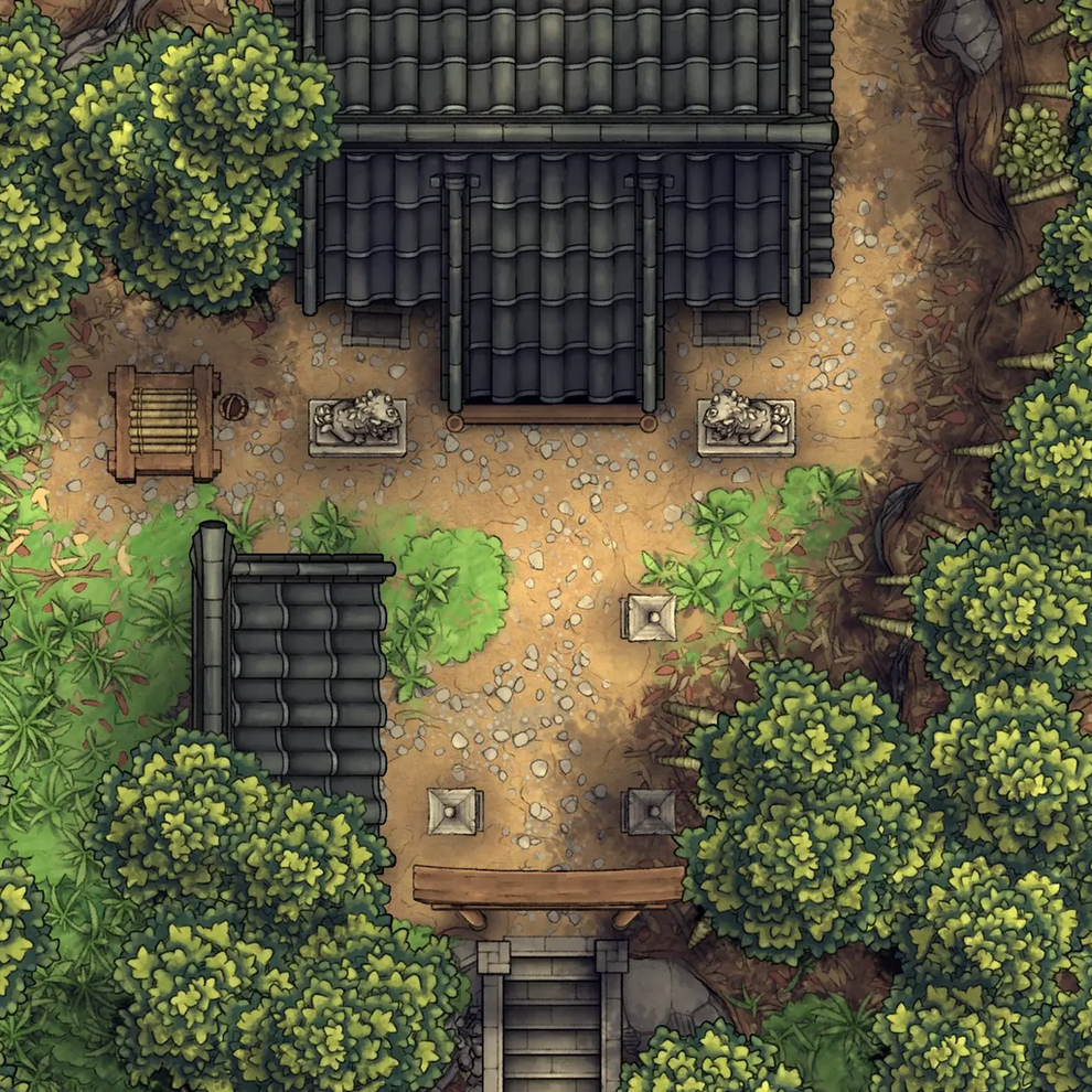 Bamboo Forest Shrine | D&D Battlemap | DnDungeon