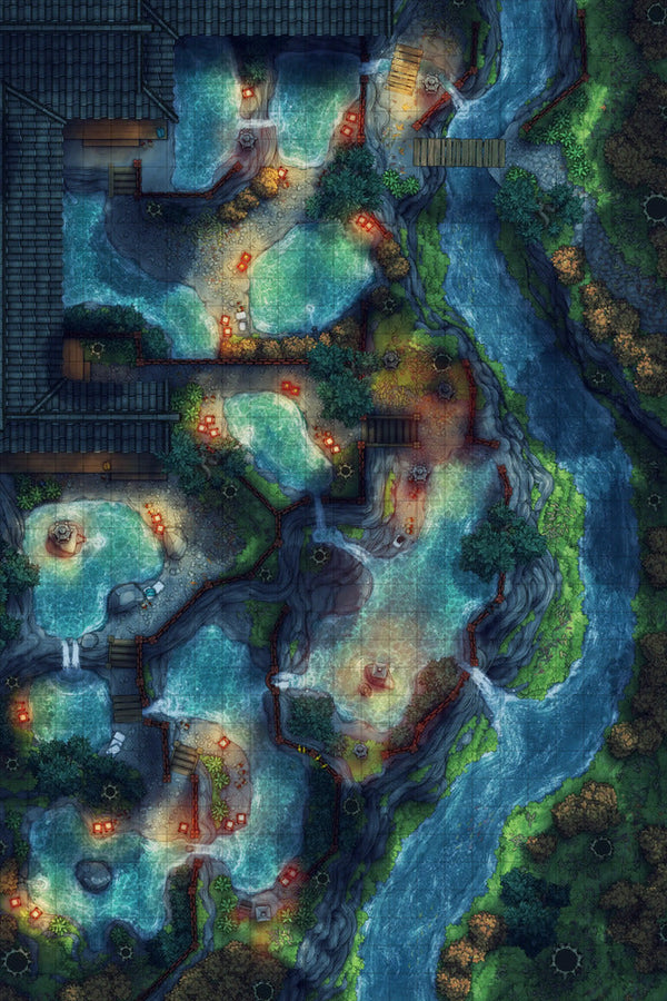 Hot Springs Onsen Bathhouse | D&D Battlemap | DnDungeon