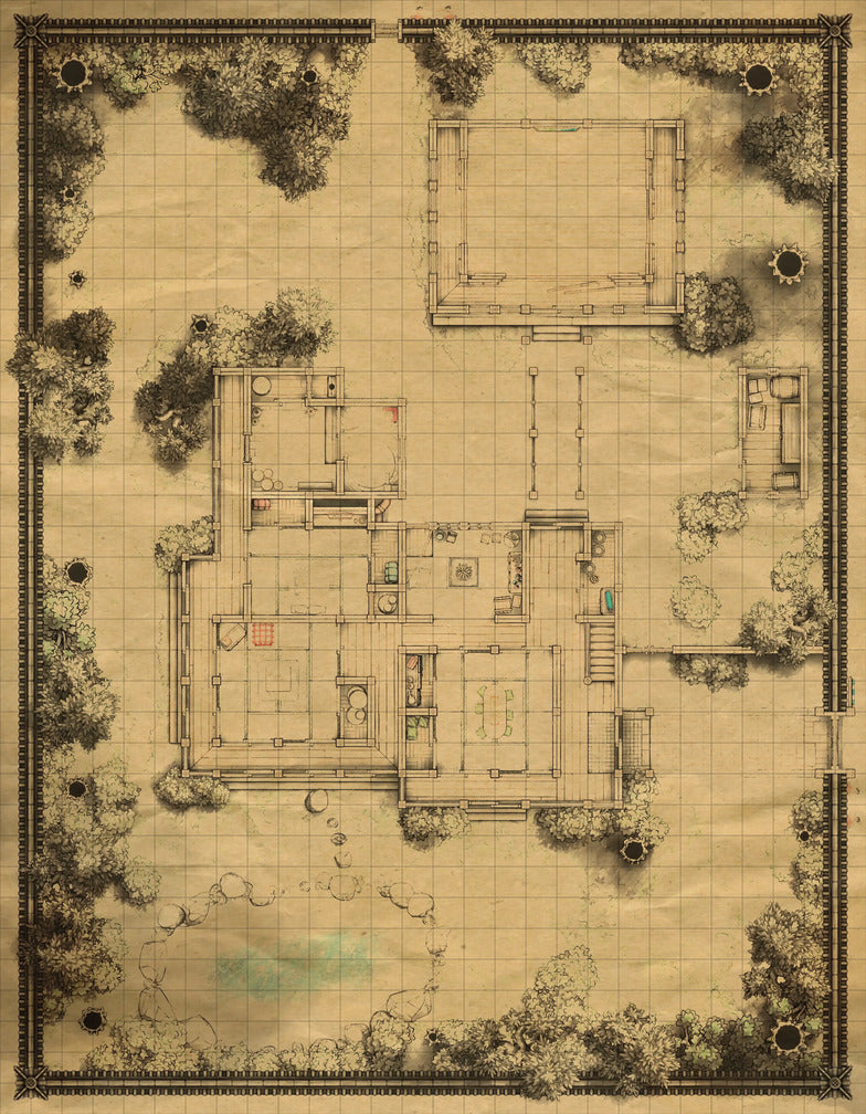 Japanese Manor - Tendo Dojo | D&D Battlemap | DnDungeon