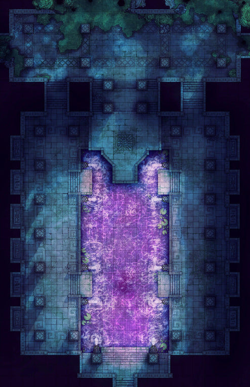 Overgrown Tomb & Courtyard | D&D Battlemap | DnDungeon